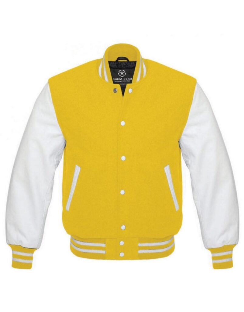 Yellow And White Varsity Jacket Women - Prime Leather
